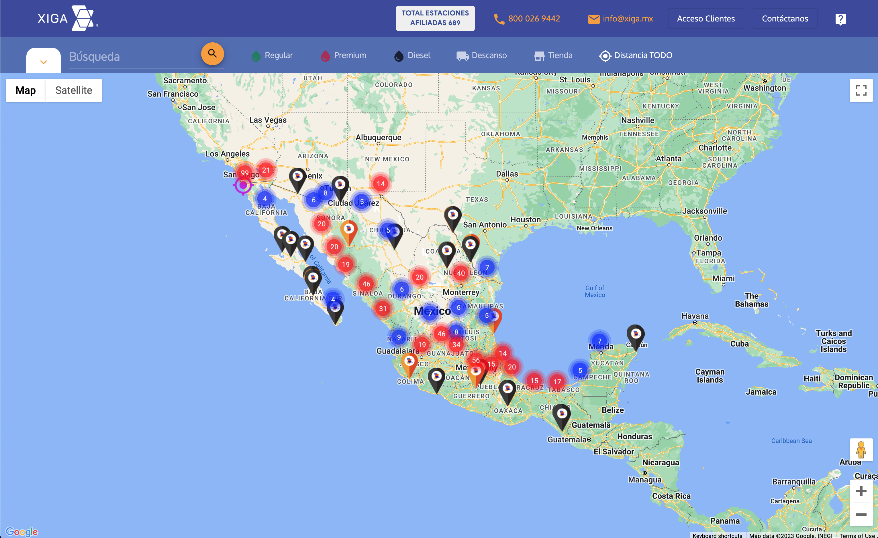 Monedero XIGA - Mapa de Cobertura